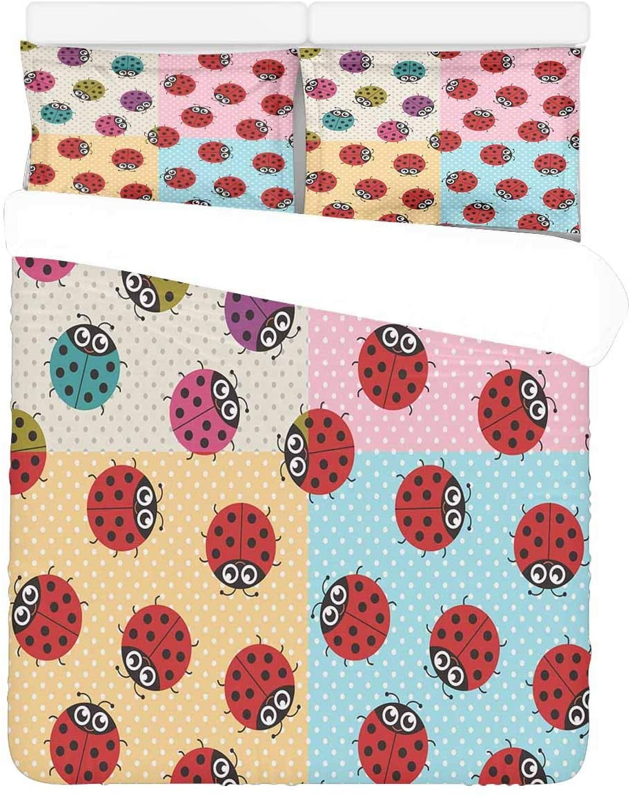 KXMDXA 3 Piece Bedding Set Ladybug Twin Size Duvet Cover with 2 ...