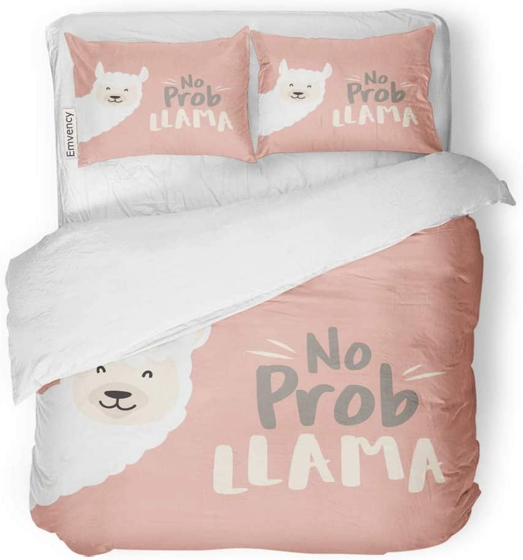 KXMDXA 3 Piece Bedding Set Lama Cute Cartoon Llama Design with No Prob ...