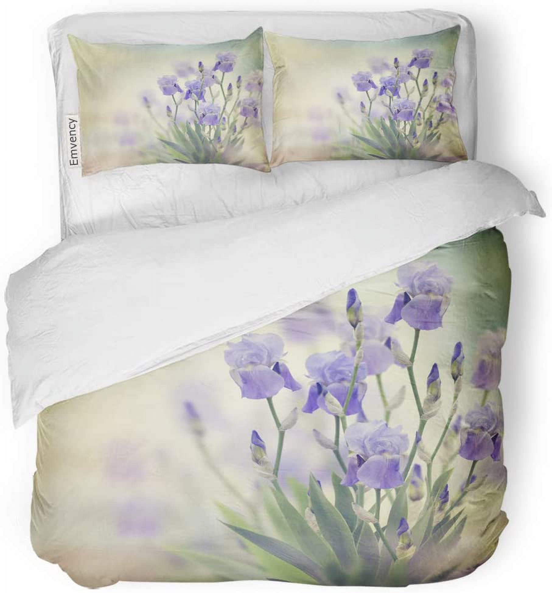 KXMDXA 3 Piece Bedding Set Leaf Purple Iris Flowers Blooming in The ...