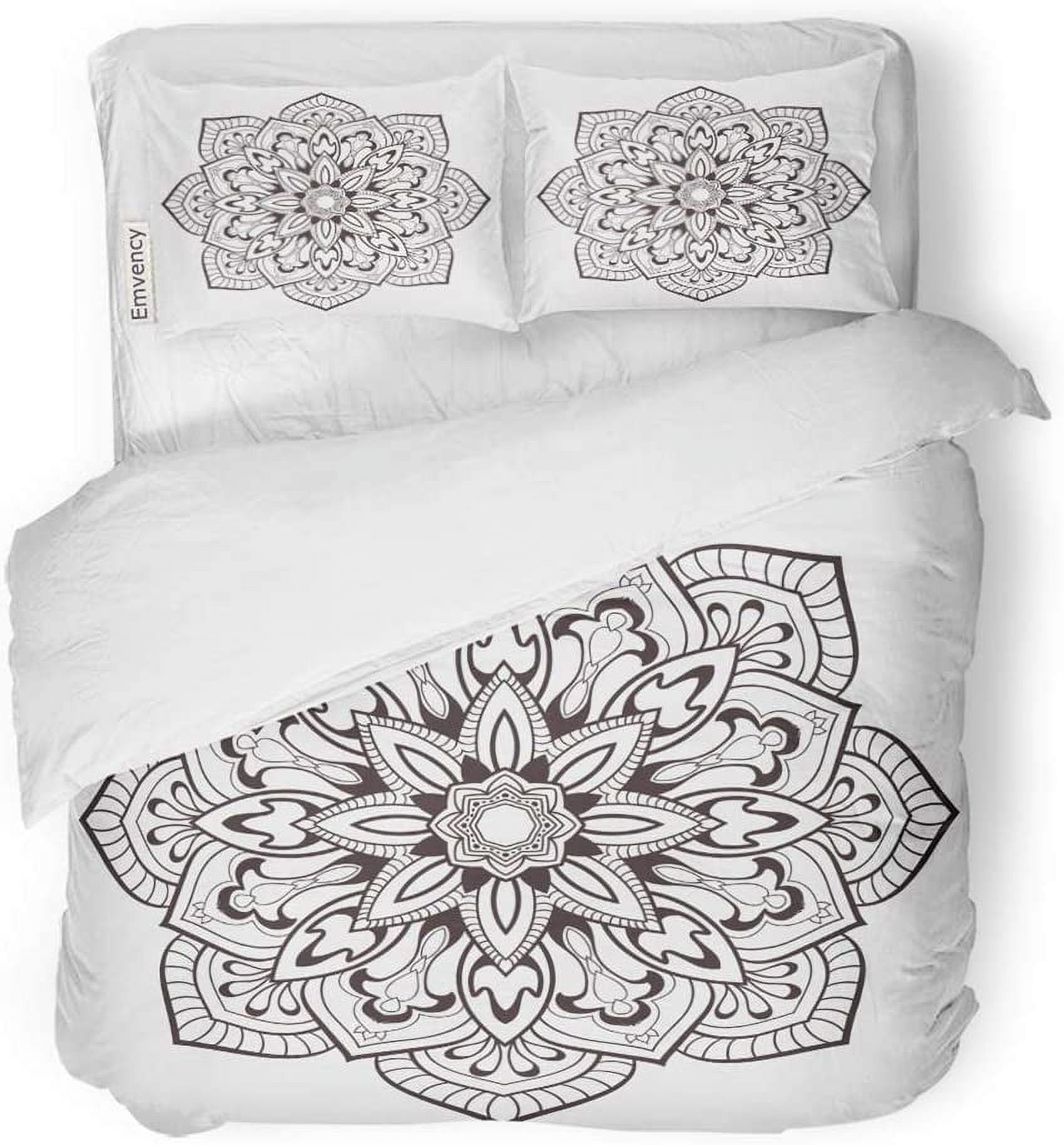 KXMDXA 3 Piece Bedding Set Mandala Black and White for Coloring Page ...
