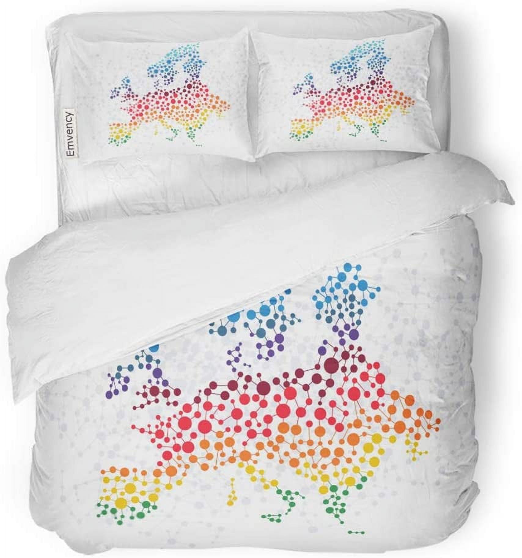 KXMDXA 3 Piece Bedding Set Map Europe Abstract with Dot Connection ...