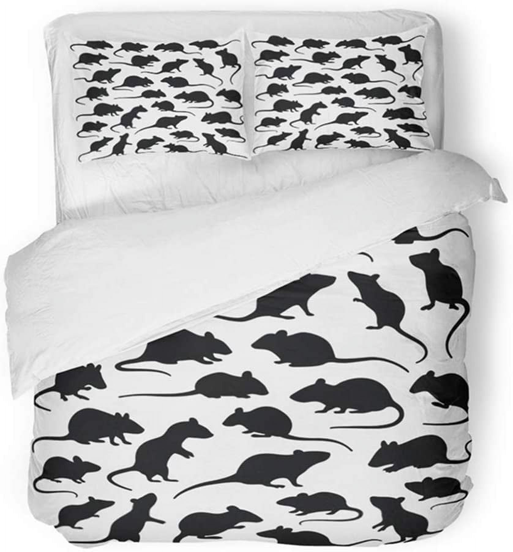 KXMDXA 3 Piece Bedding Set Mice Rat and Mouse Collection Silhouette ...