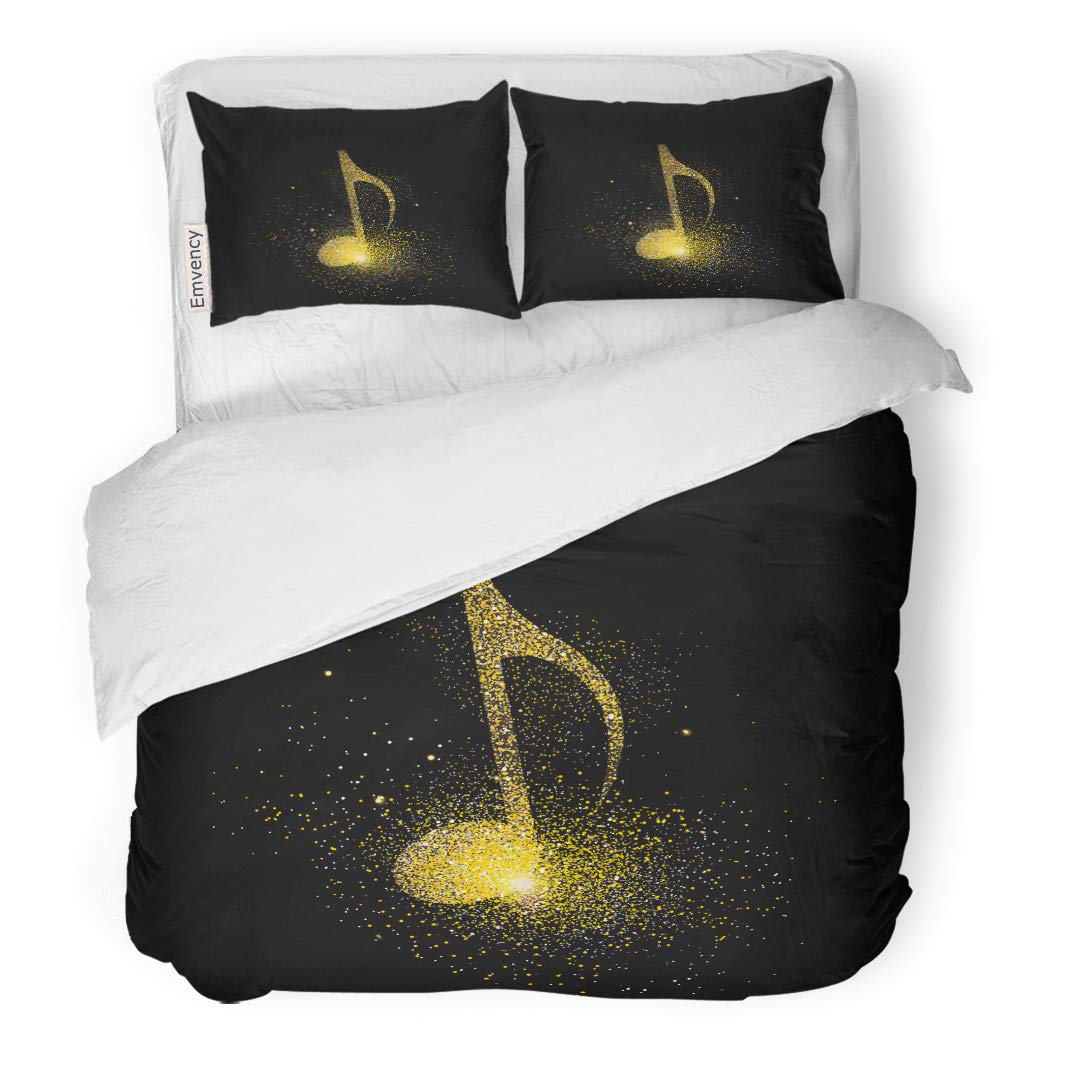 KXMDXA 3 Piece Bedding Set Music Note Symbol Gold Musical Made of ...