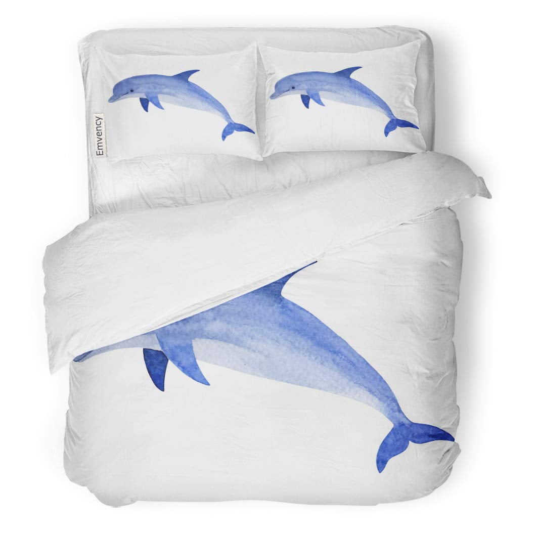 KXMDXA 3 Piece Bedding Set Navy Dolphin in Water Splash Watercolor ...