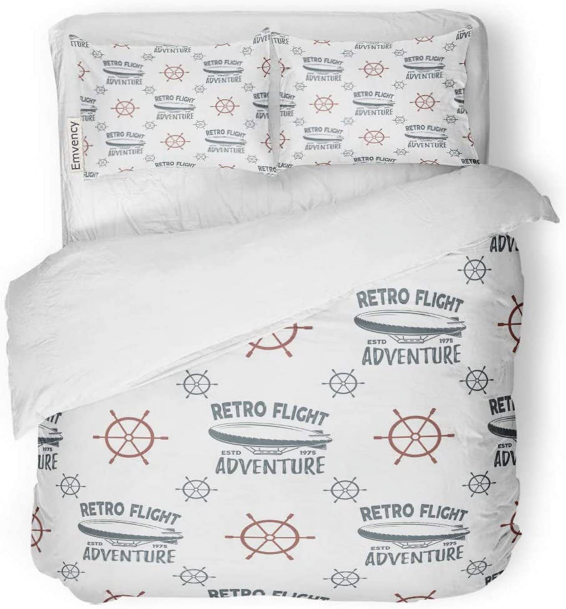 KXMDXA 3 Piece Bedding Set Pattern Vintage Airship Retro Dirigible ...