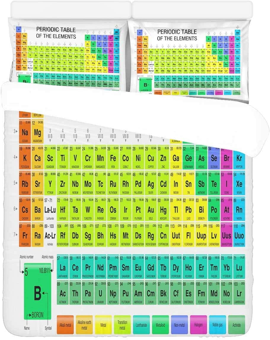 KXMDXA 3 Piece Bedding Set Periodic Table of Elements Green Twin Size ...