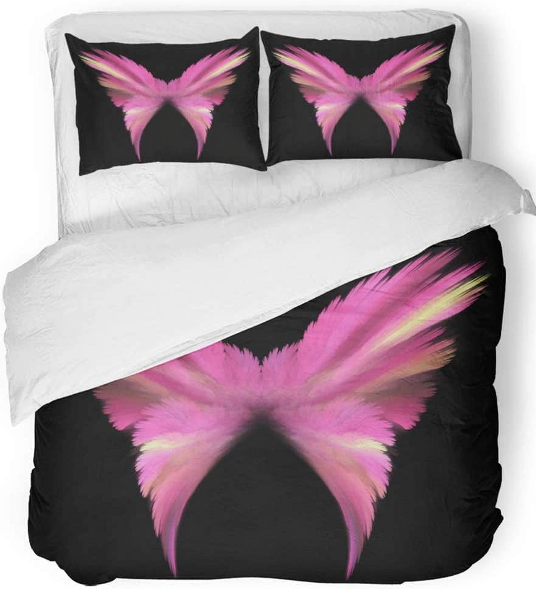 KXMDXA 3 Piece Bedding Set Pink Angel Abstract Blue Butterfly with ...