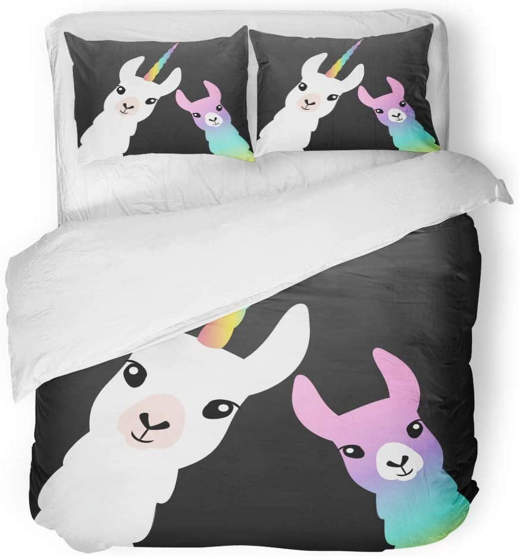 KXMDXA 3 Piece Bedding Set Pink Cute Unicorn Llama Alpaca Cartoon ...