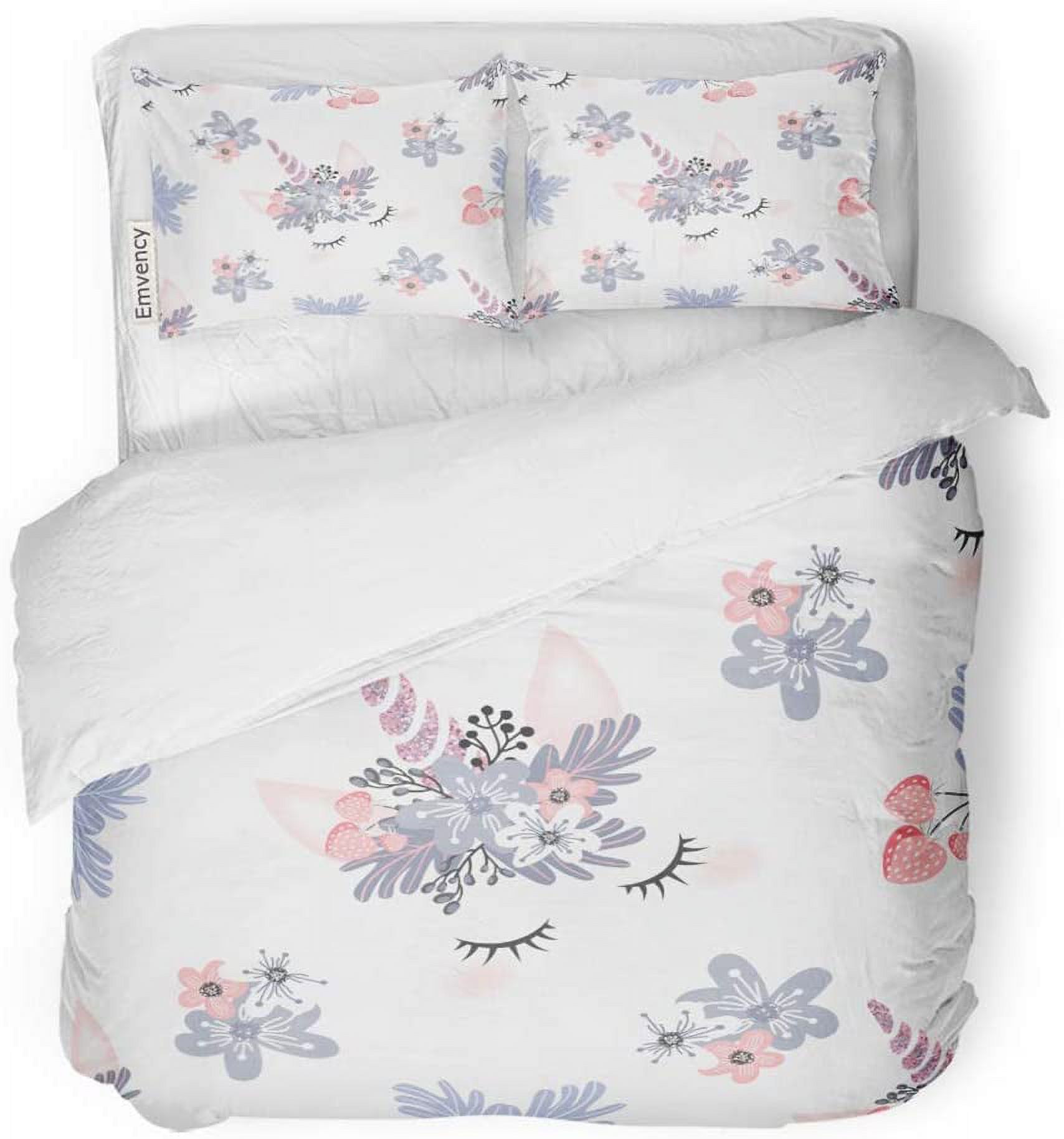 KXMDXA 3 Piece Bedding Set Pink Witch Cute Unicorn Head Flower Crown ...