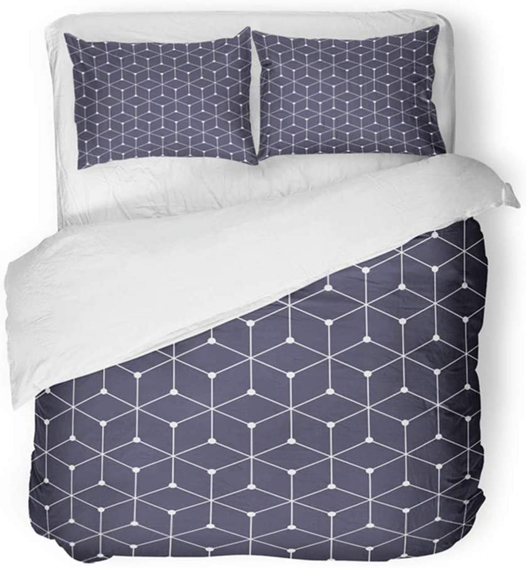KXMDXA 3 Piece Bedding Set Purple 70s Sacred Geometry Grid Graphic ...