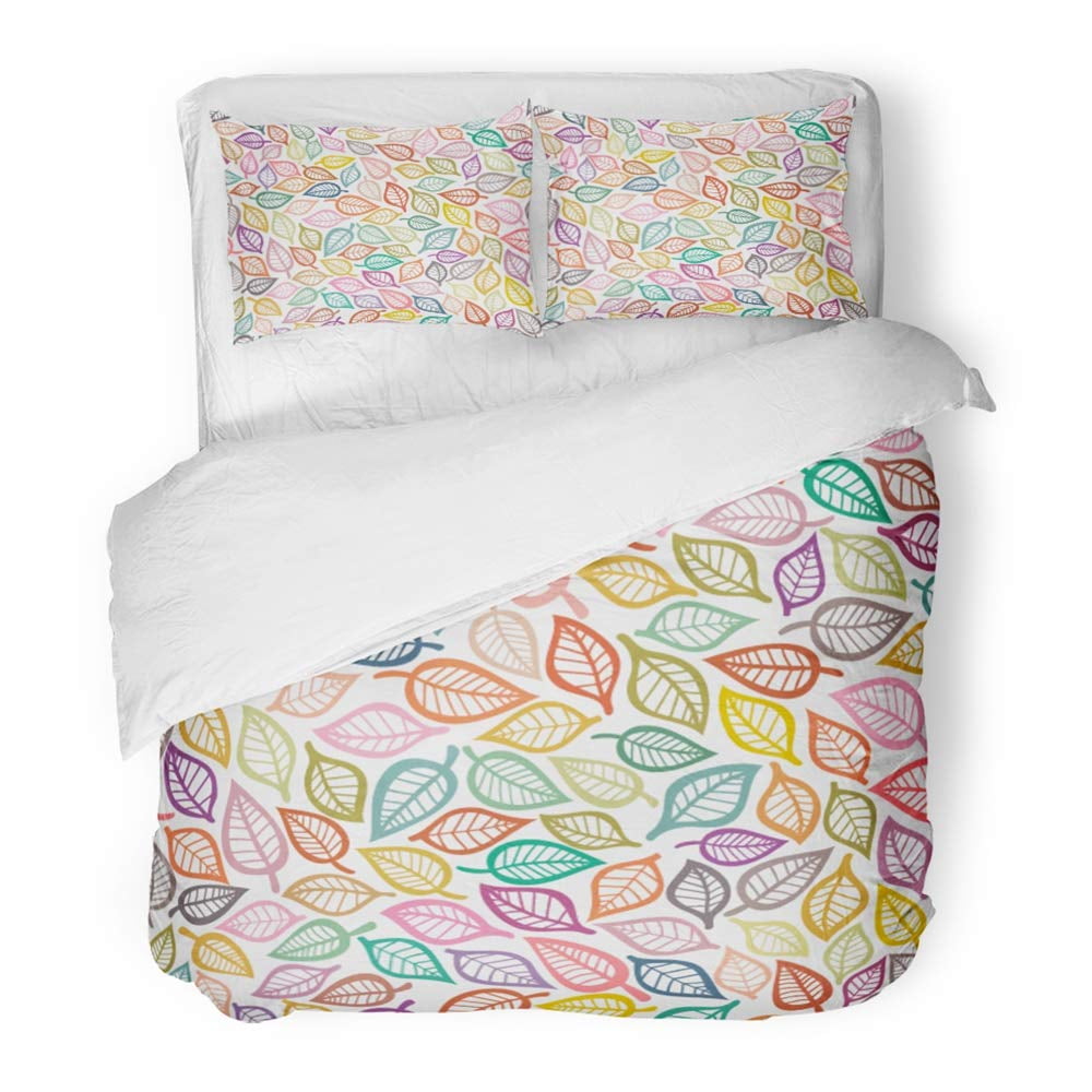 KXMDXA 3 Piece Bedding Set Red Fall Leaf Pattern Autumn Tree Drawing ...