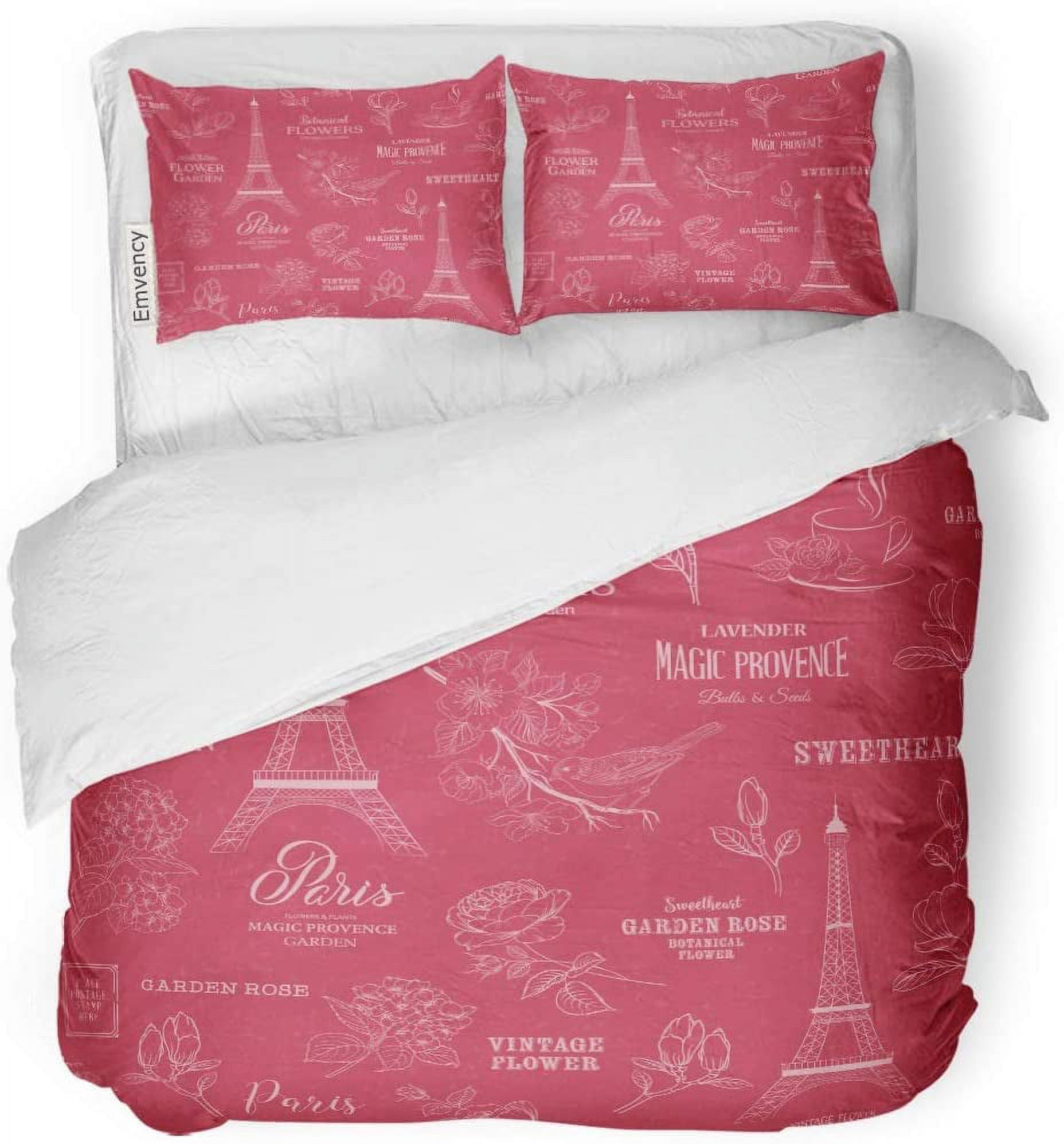 KXMDXA 3 Piece Bedding Set Red French Paris Romantic Spring Tour Swatch ...