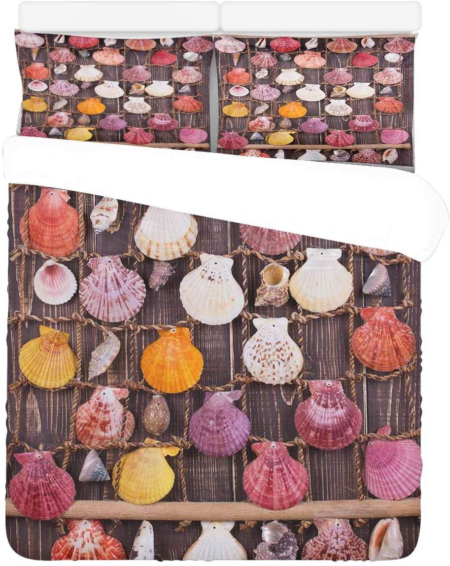 KXMDXA 3 Piece Bedding Set Sea Shells Twin Size Duvet Cover with 2 ...