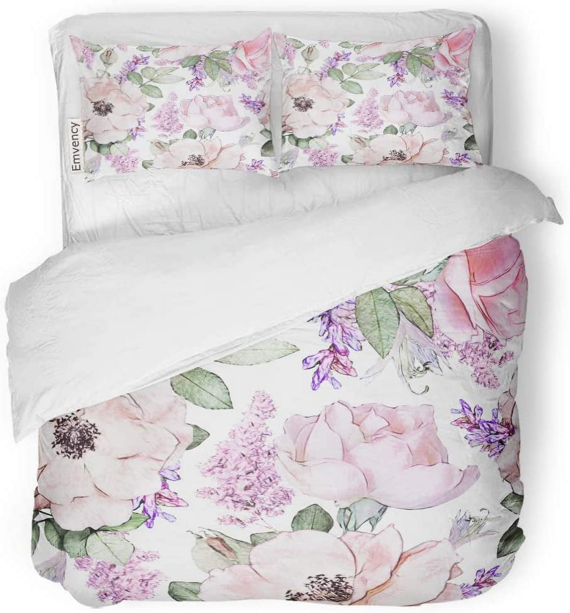 KXMDXA 3 Piece Bedding Set Seamless Pattern with Pink Flowers and ...