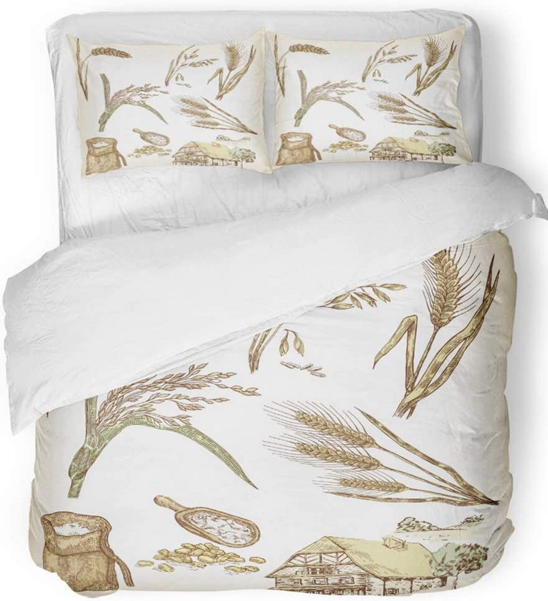 KXMDXA 3 Piece Bedding Set Sketch Cereals Wheat Rye Oats Barley Rice ...