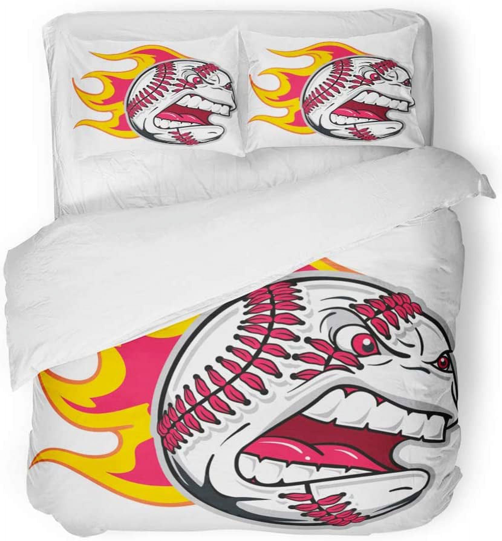 KXMDXA 3 Piece Bedding Set Softball Angry Flaming Screaming Baseball ...