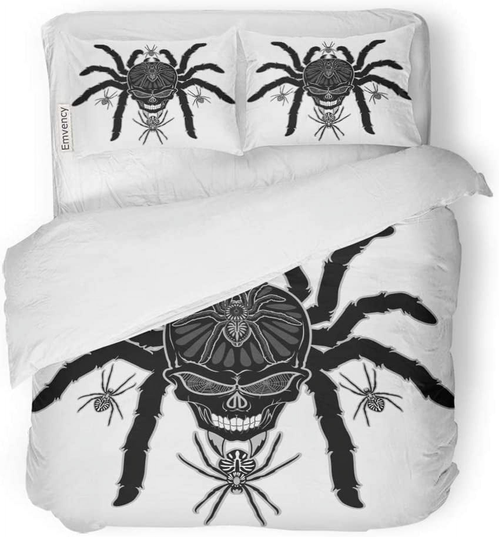 KXMDXA 3 Piece Bedding Set Spider Skull Tattoo and Surreal Black White ...