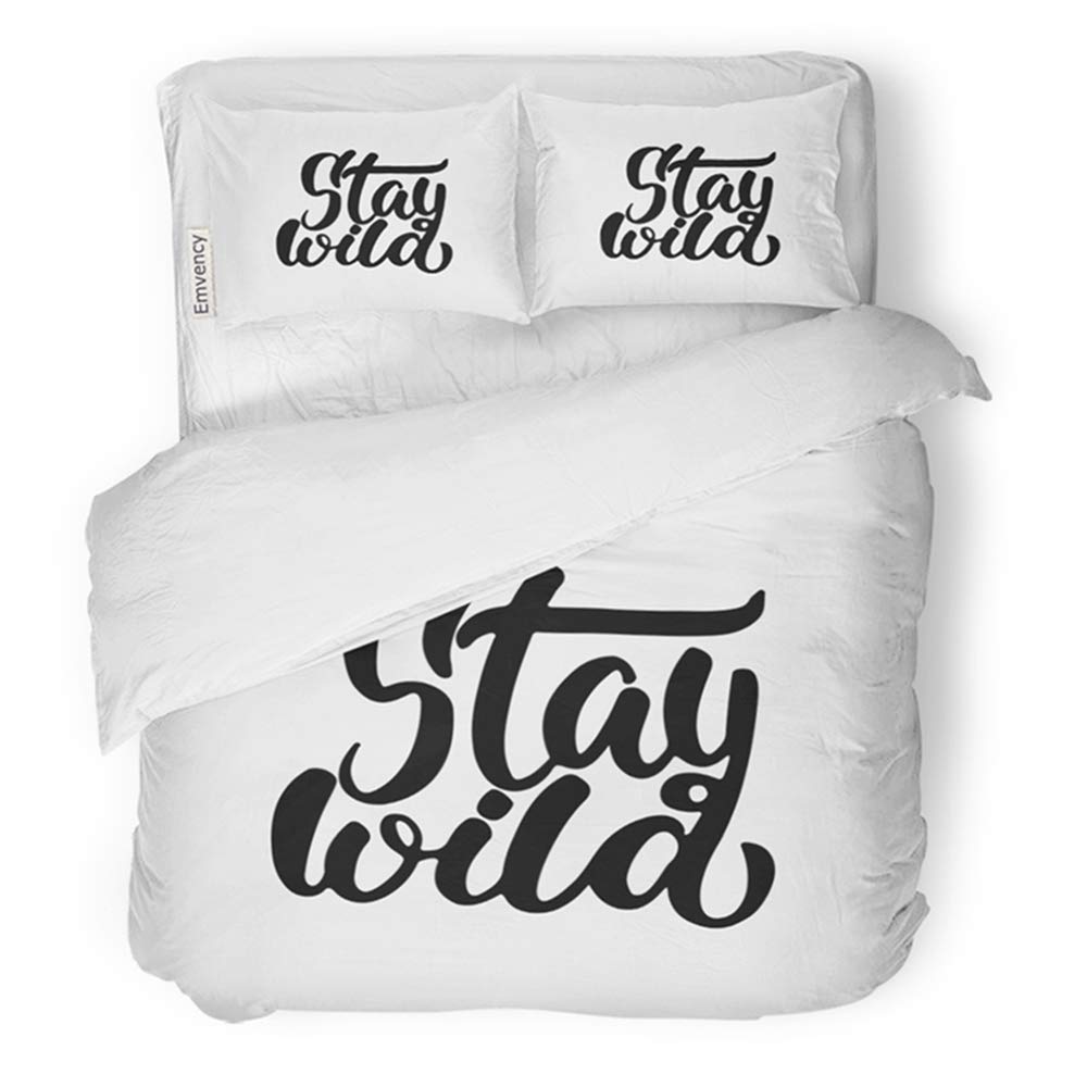 KXMDXA 3 Piece Bedding Set Stay Wild Lettering Phrase The Fun Brush Ink ...