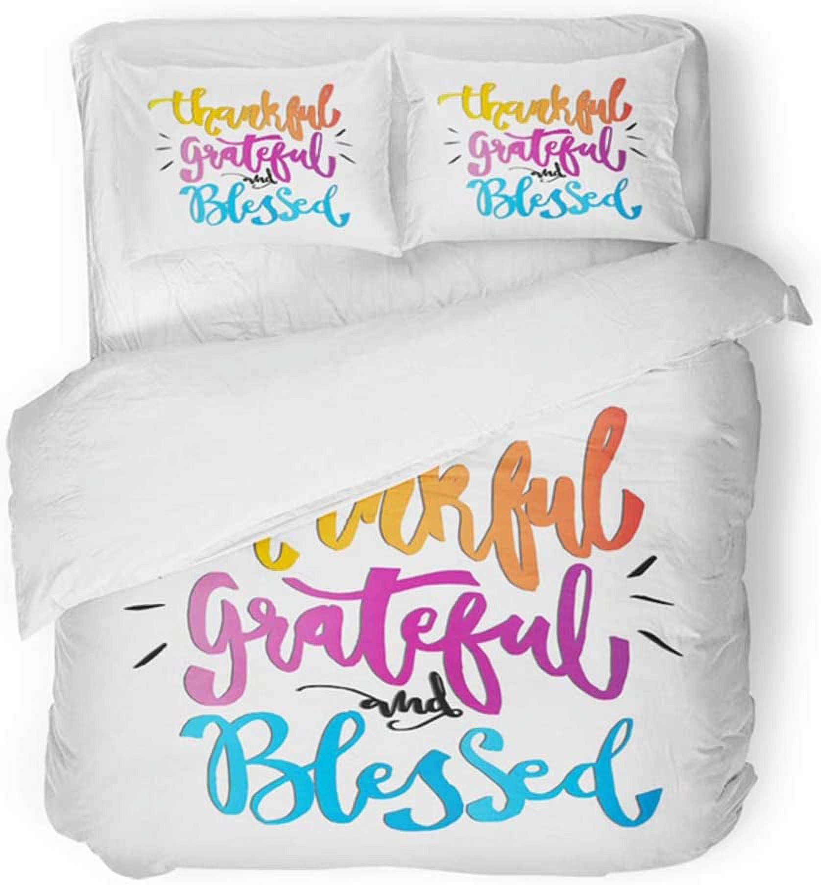 KXMDXA 3 Piece Bedding Set Thankful Grateful and Blessed On White Hand ...