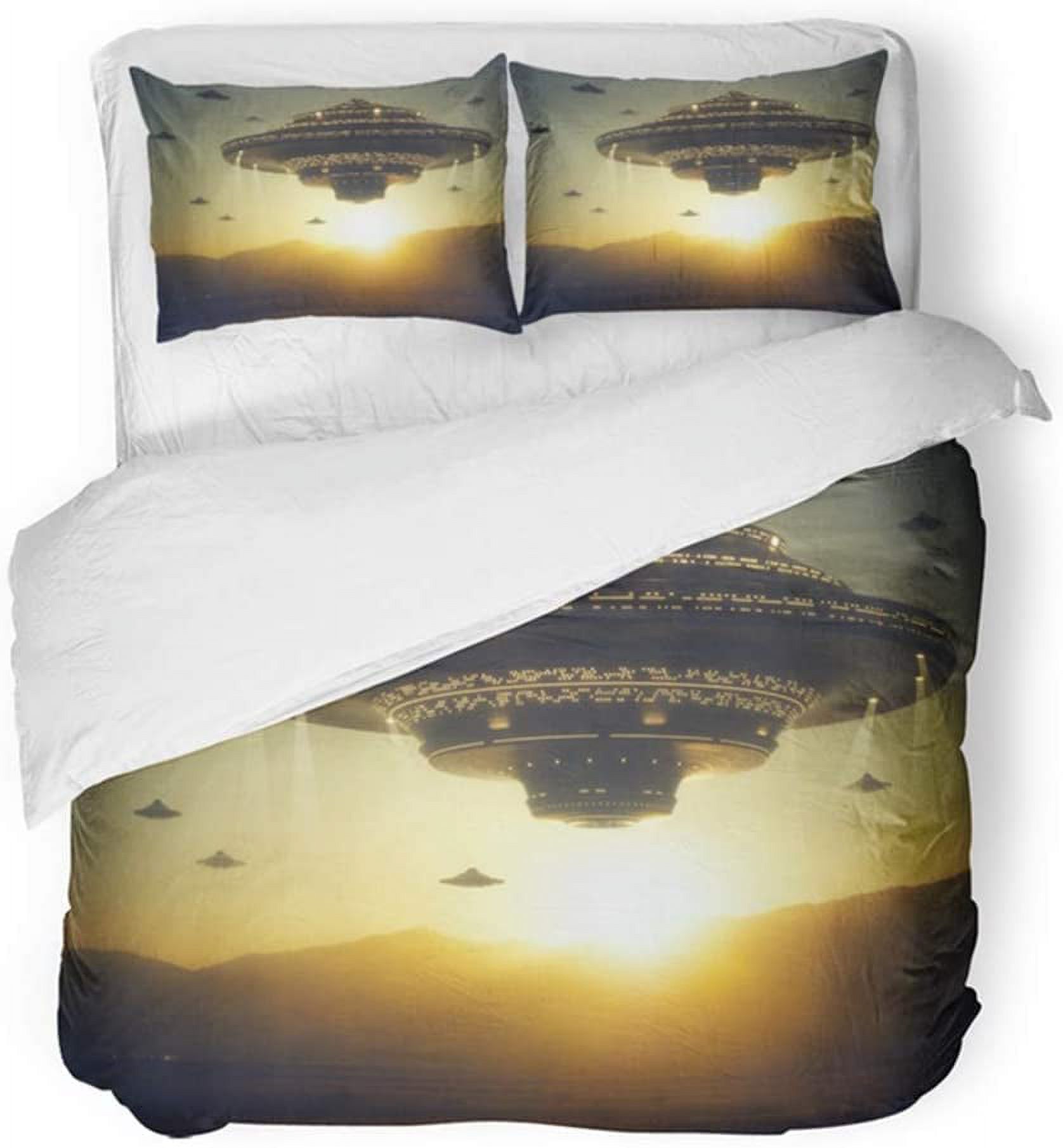 KXMDXA 3 Piece Bedding Set UFO 3D with Photography Alien Invasion of ...