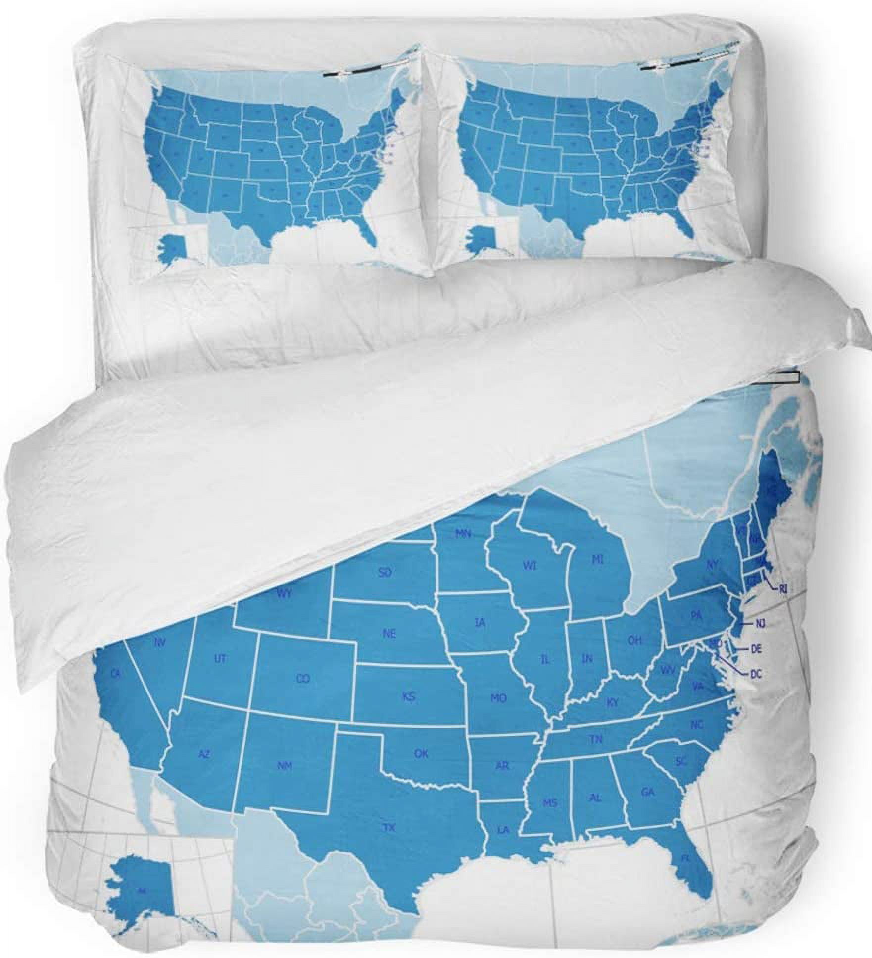 KXMDXA 3 Piece Bedding Set United States Map Detailed Layers with ...
