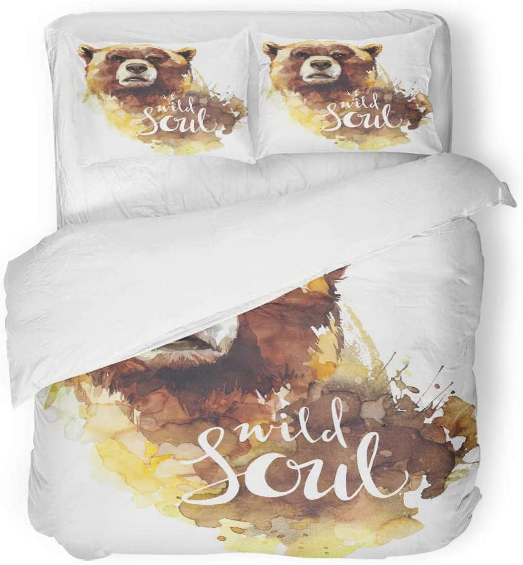 KXMDXA 3 Piece Bedding Set Watercolor Bear with Handwritten Words Wild ... KXMDXA 3 Piece Bedding Set Watercolor Bear with Handwritten Words Wild ...