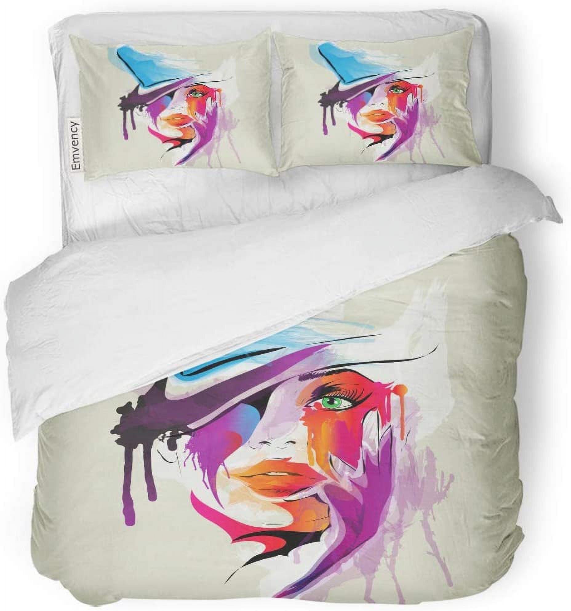 KXMDXA 3 Piece Bedding Set Watercolor Beauty Abstract Woman Face Artist ...