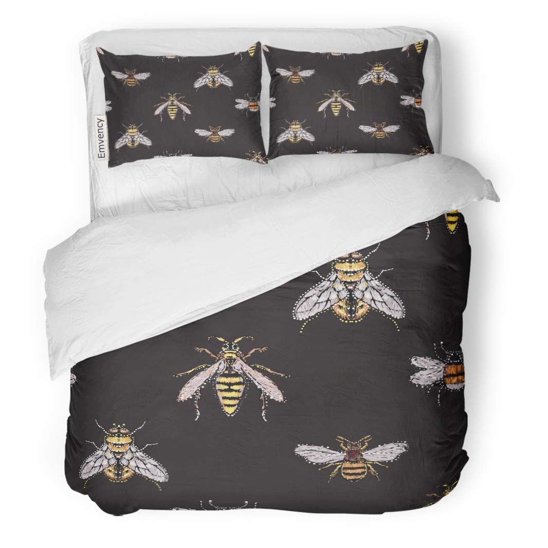 KXMDXA 3 Piece Bedding Set Watercolor Pattern and Rhinestones Yellow ...