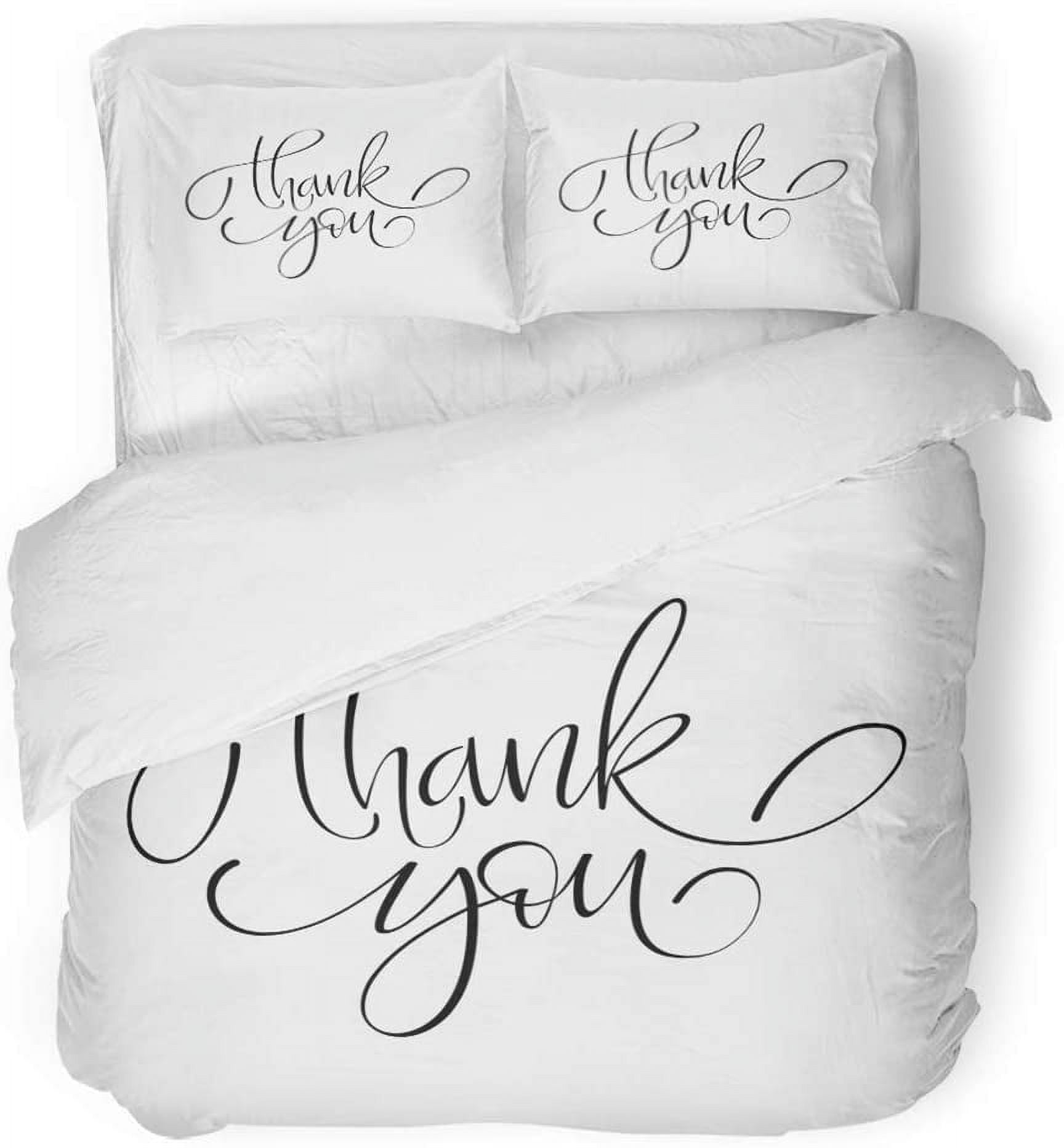 KXMDXA 3 Piece Bedding Set Wedding Thank You Handwritten Inscription ...