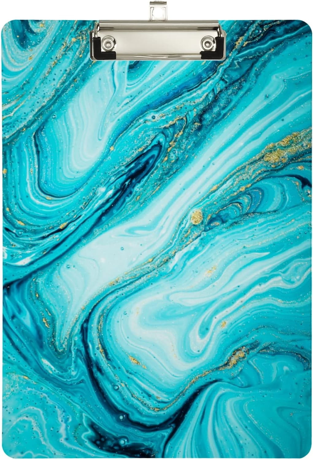 KXMDXA 3D Beautiful Turquoise Marble Clipboard Hardboard Wood Nursing Clip Board and Pull for ...