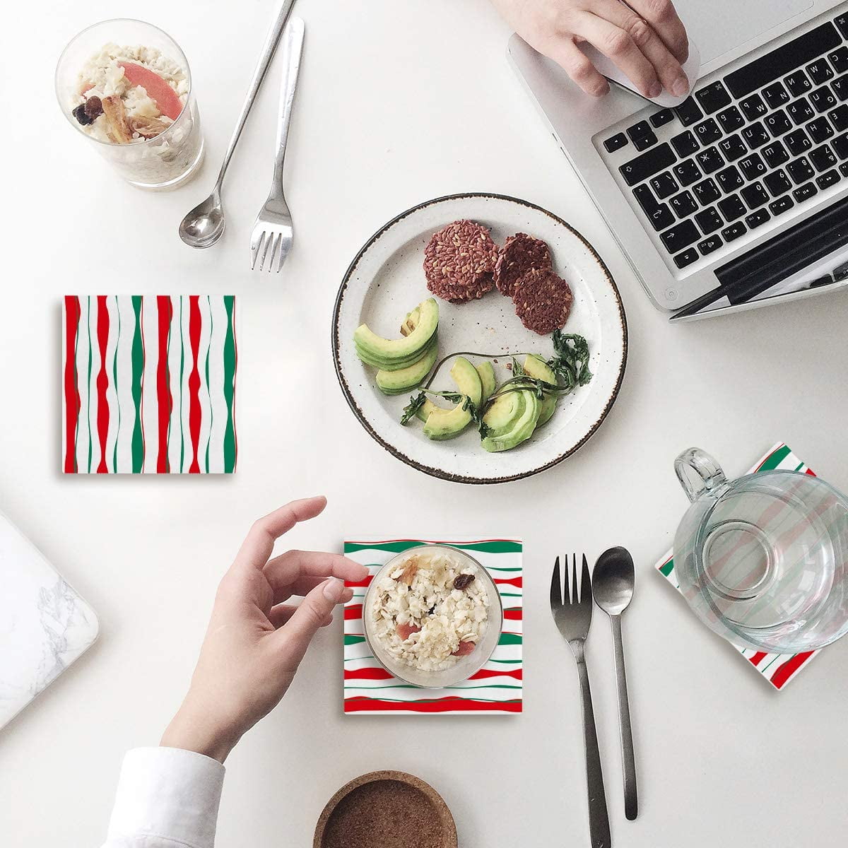 KXMDXA Abstract Stripe Set of 8 Coaster for Drinks, Absorbent Ceramic ...