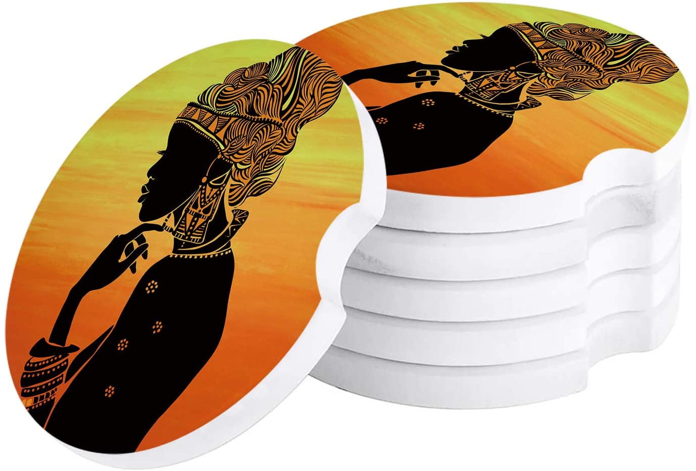 KXMDXA Afro Girl Ancient Egyptian Woman Set of 2 Car Coaster for Drinks ...