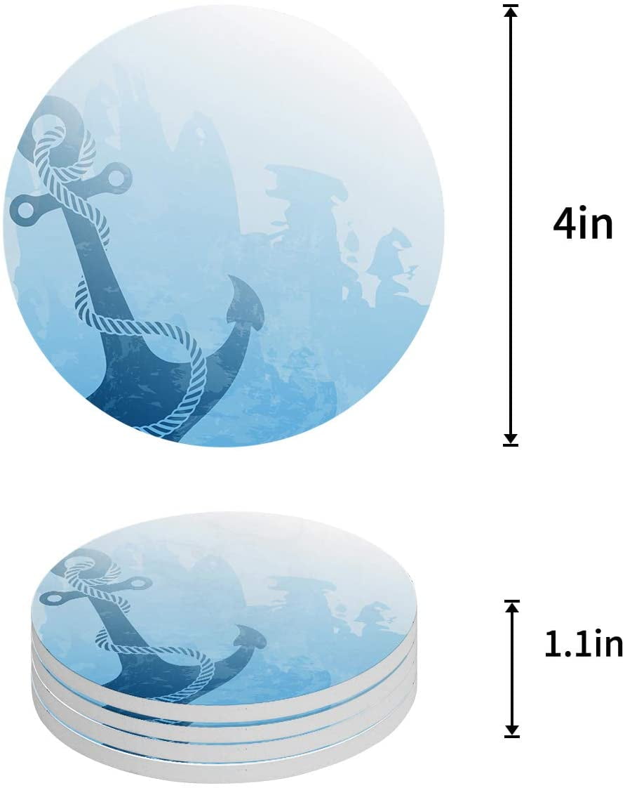 KXMDXA Anchor Set of 6 Round Coaster for Drinks, Absorbent Ceramic ...
