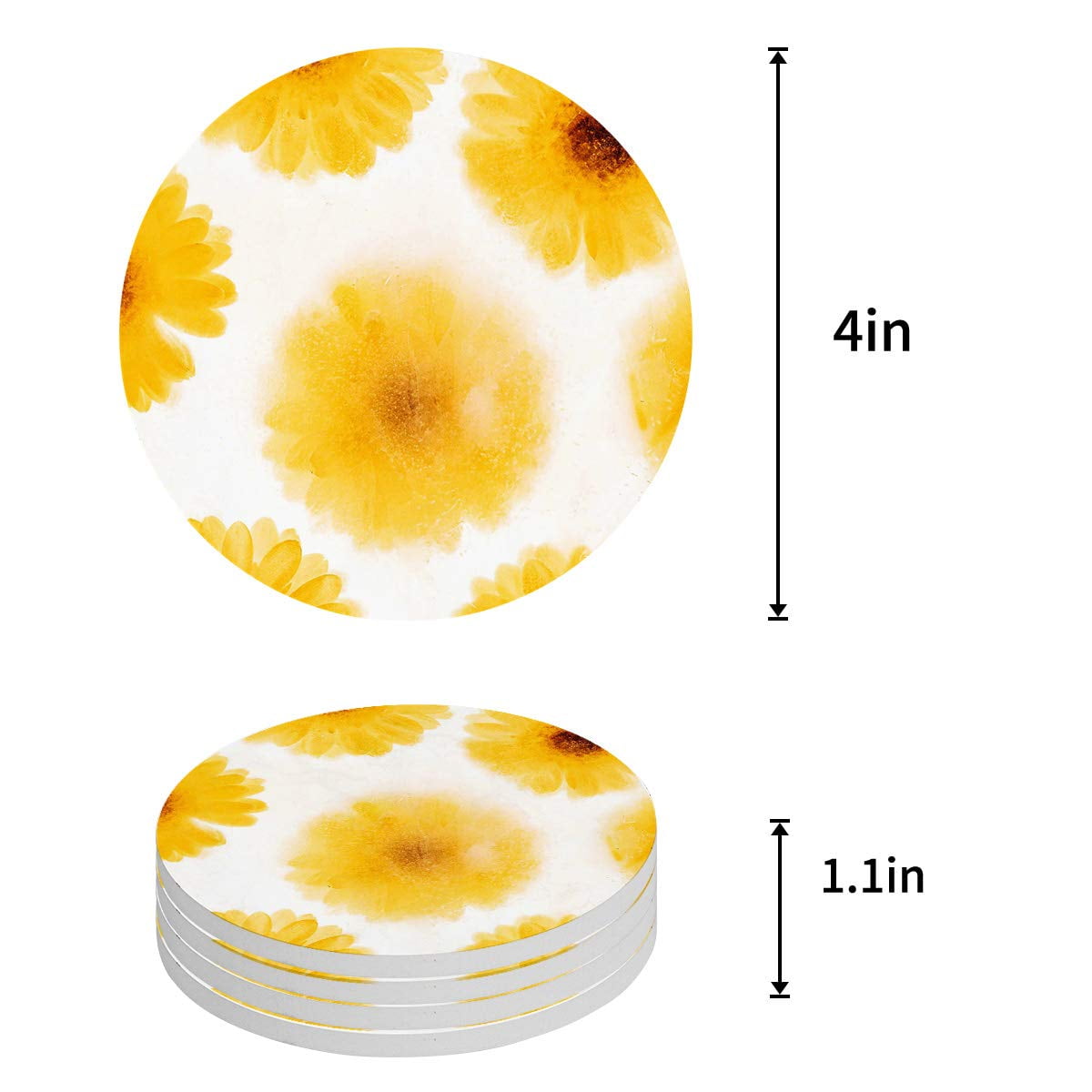 KXMDXA Art Sea Set of 4 Round Coaster for Drinks, Absorbent Ceramic ...