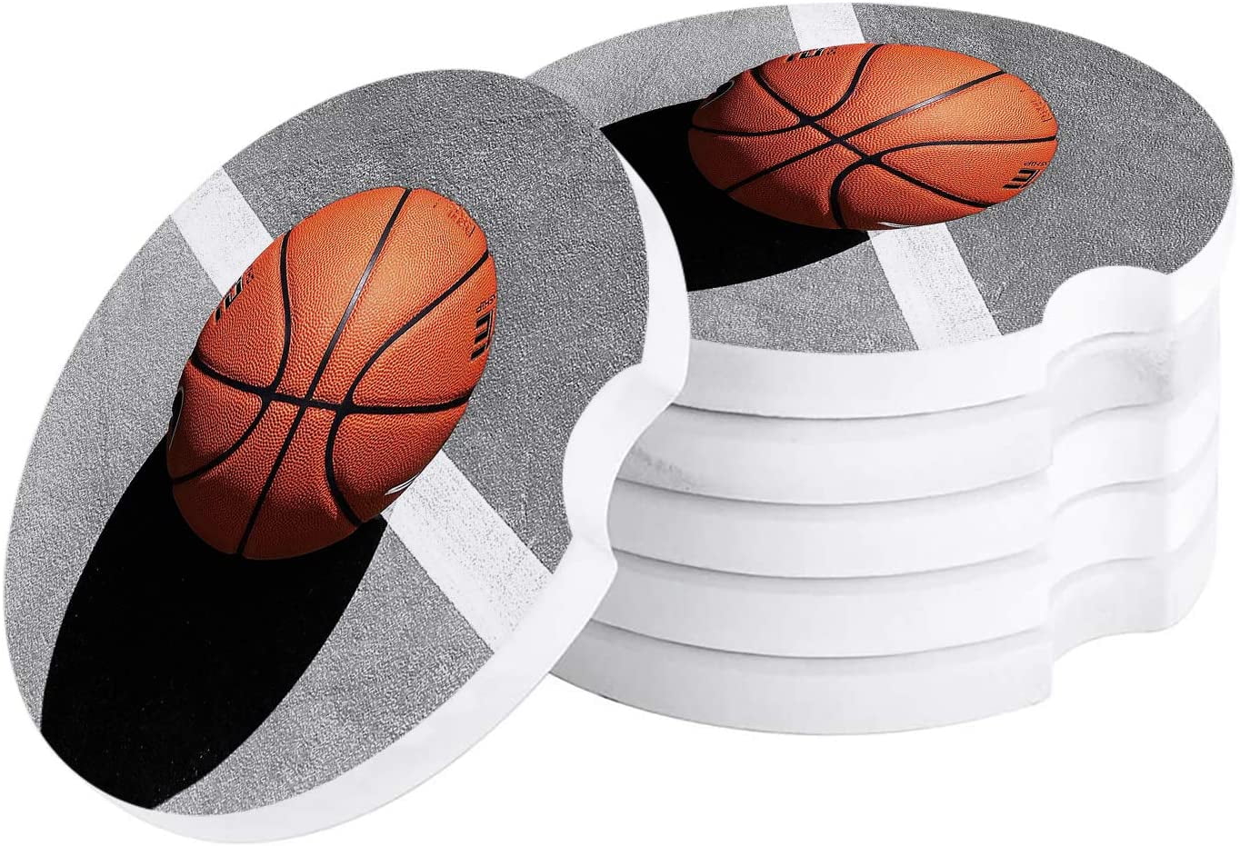 KXMDXA Basketball Black and White Set of 2 Car Coaster for Drinks ...