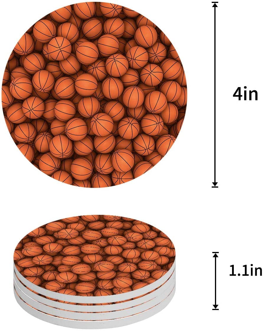 KXMDXA Basketball Set of 6 Round Coaster for Drinks, Absorbent Ceramic ...