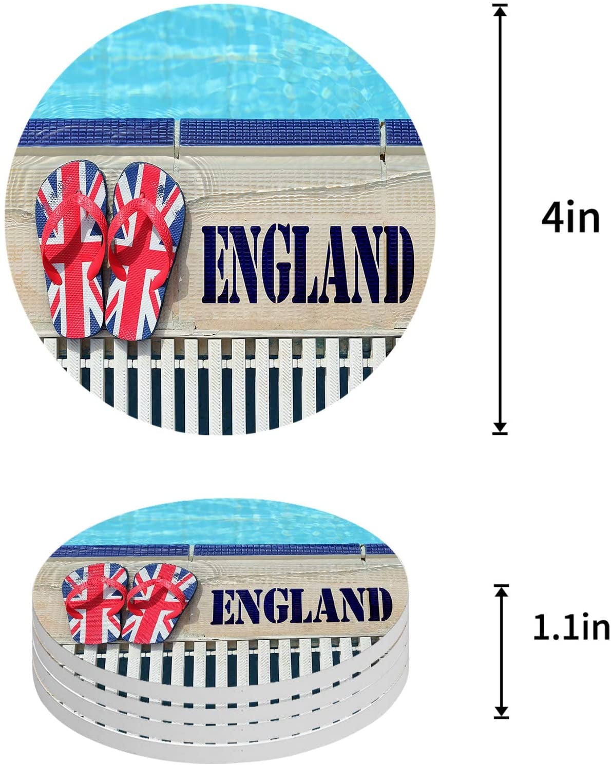 KXMDXA Beach Summer Slippers Swimming Pool Set of 6 Round Coaster for ...