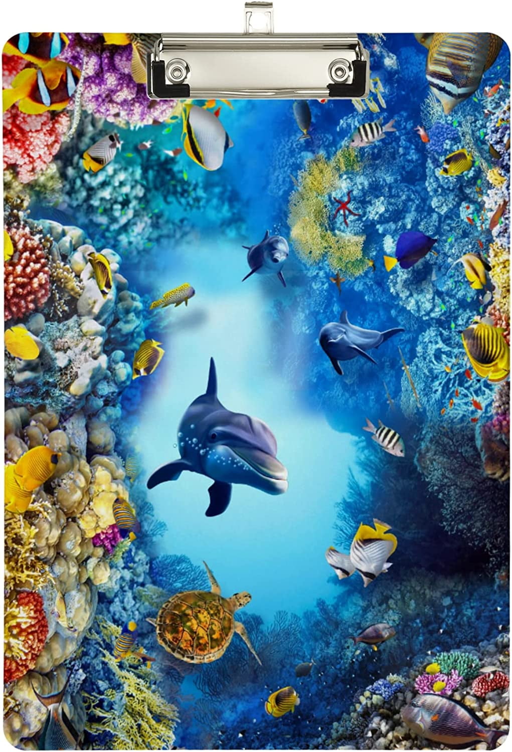 KXMDXA Beautiful Ocean Coral Fish Dolphin Clipboard Hardboard Wood ...