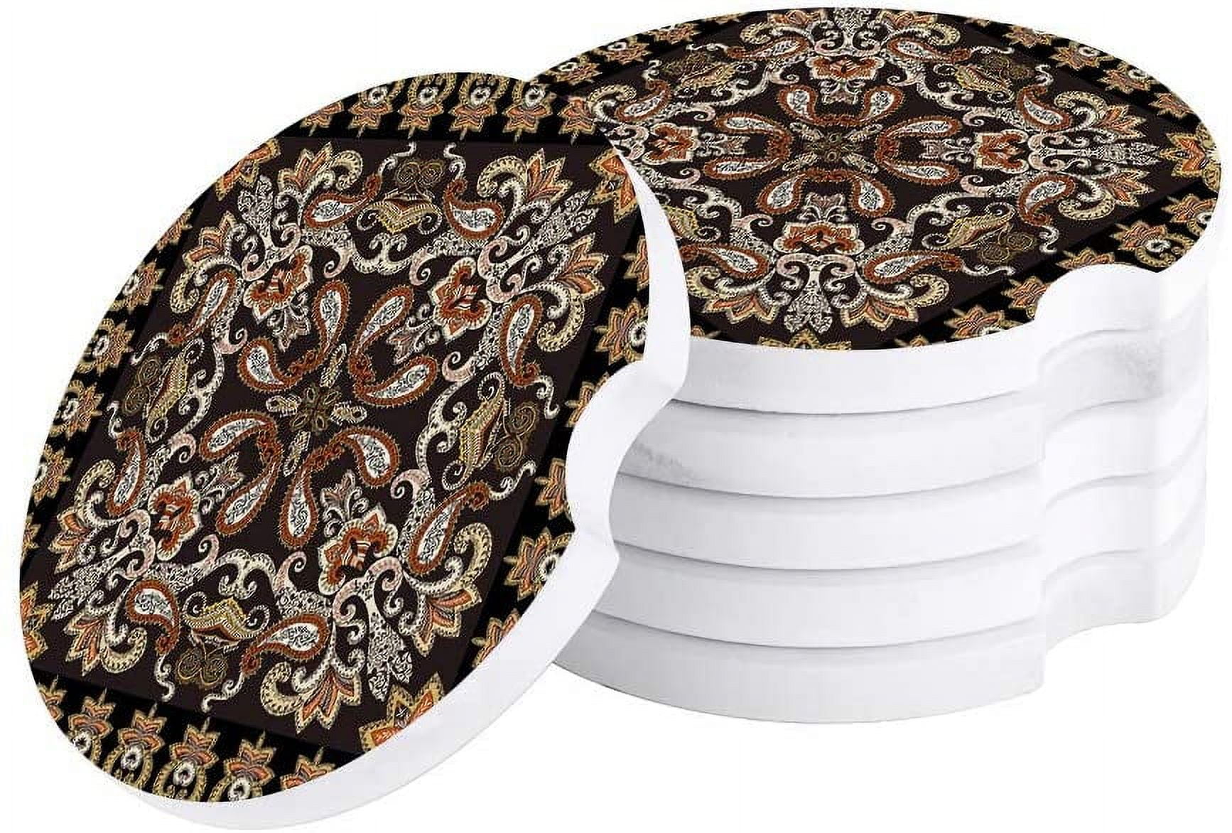 KXMDXA Boho Style Vintage Texture Set of 4 Car Coaster for Drinks ...