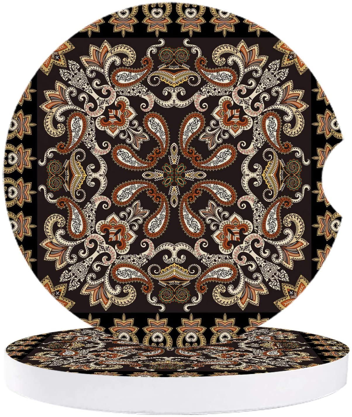 KXMDXA Boho Style Vintage Texture Set of 6 Car Coaster for Drinks ...