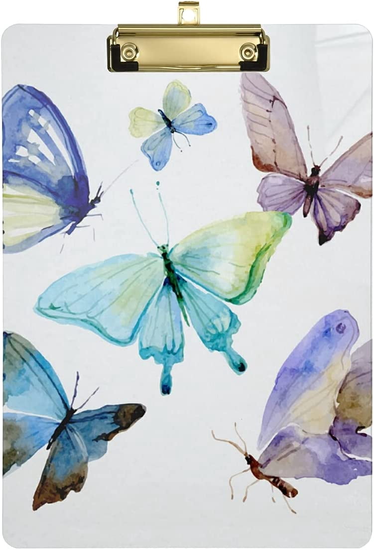 KXMDXA Butterflies Clipboard Hardboard Wood Nursing Clip Board and Pull ...