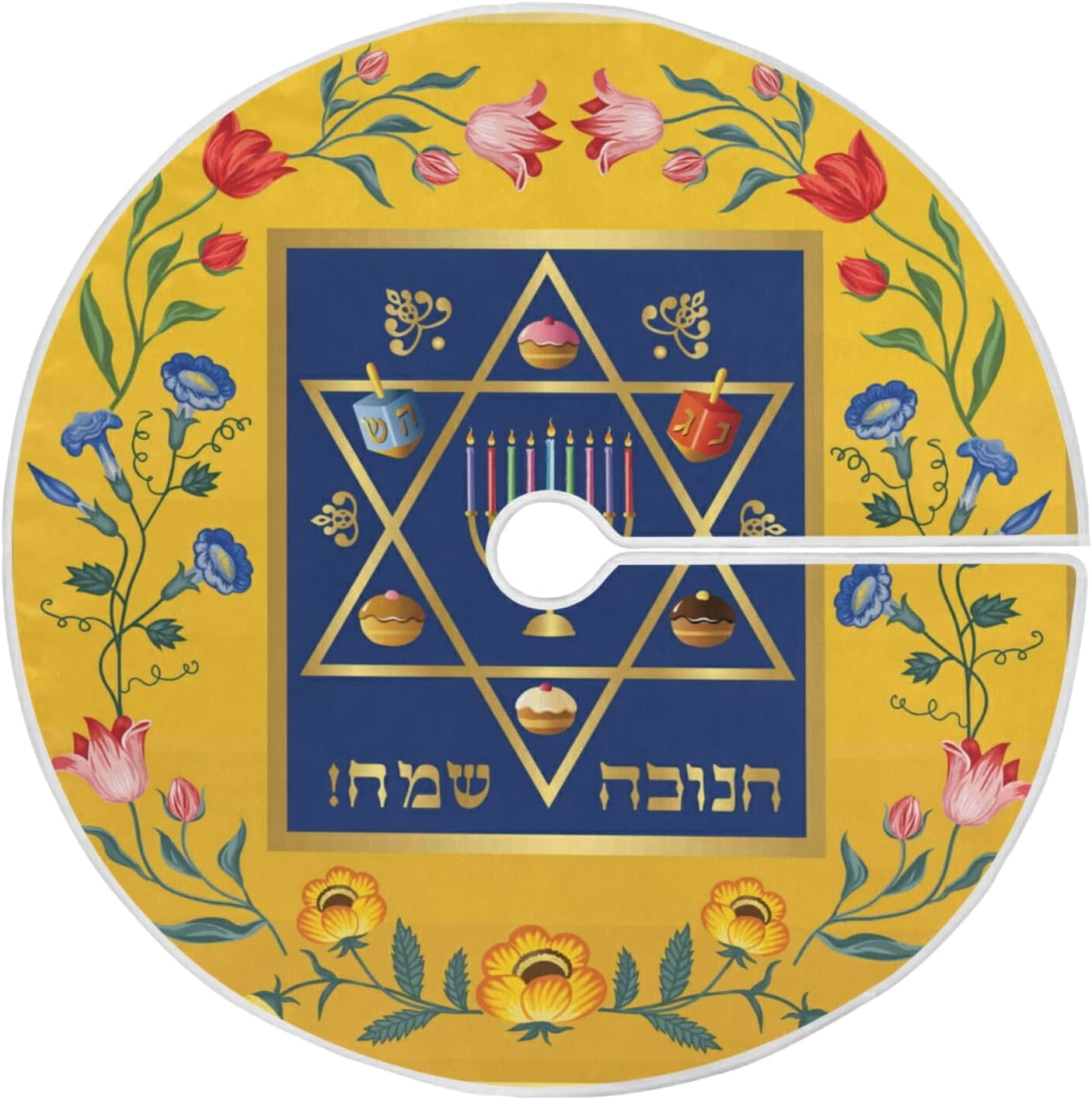 KXMDXA Christmas Hanukkah Menorah Xmas Christmas Tree Skirt Stand Mat ...