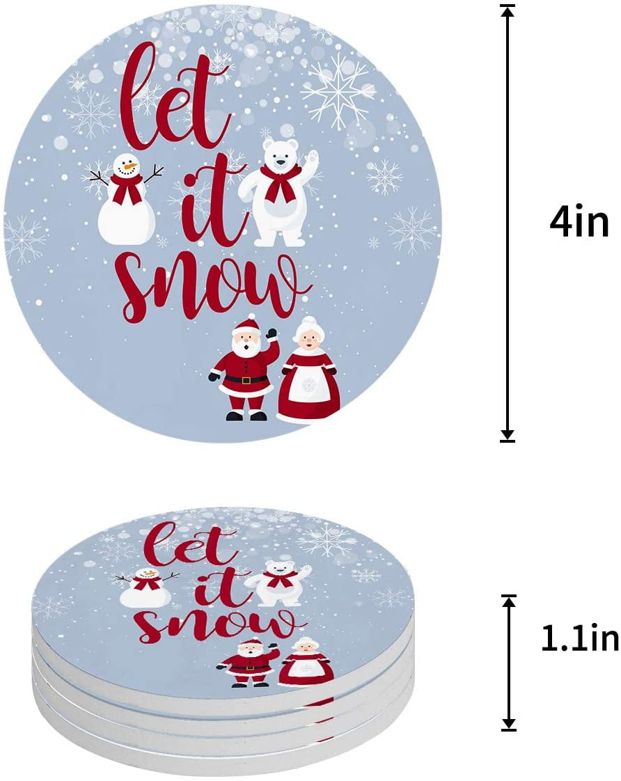 KXMDXA Christmas Santa Claus Set of 6 Round Coaster for Drinks ...