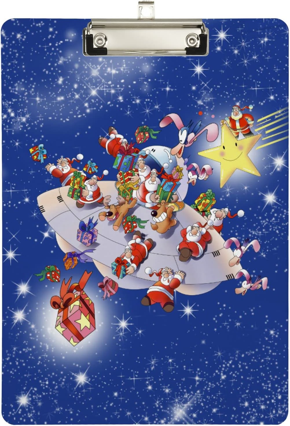 KXMDXA Christmas Santa Reindeer Spaceship Clipboard Hardboard Wood ...