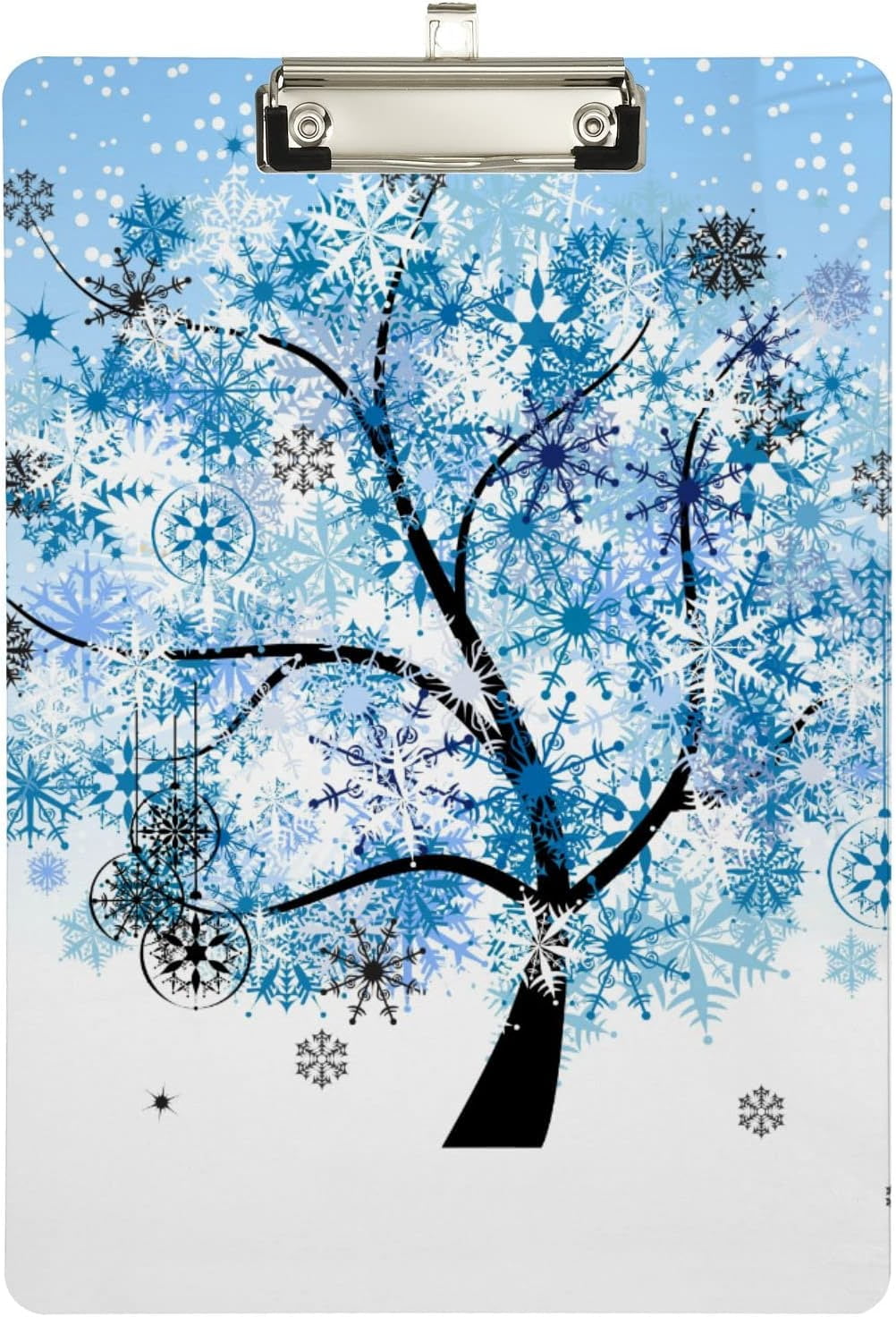 KXMDXA Christmas Xmas Blue Snowflake Tree Clipboard Hardboard Wood ...