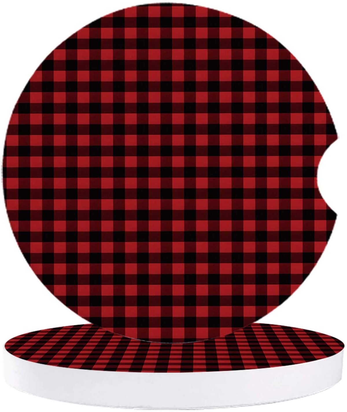 KXMDXA Classic Red Black Buffalo Check Plaid Set of 6 Car Coaster for ...