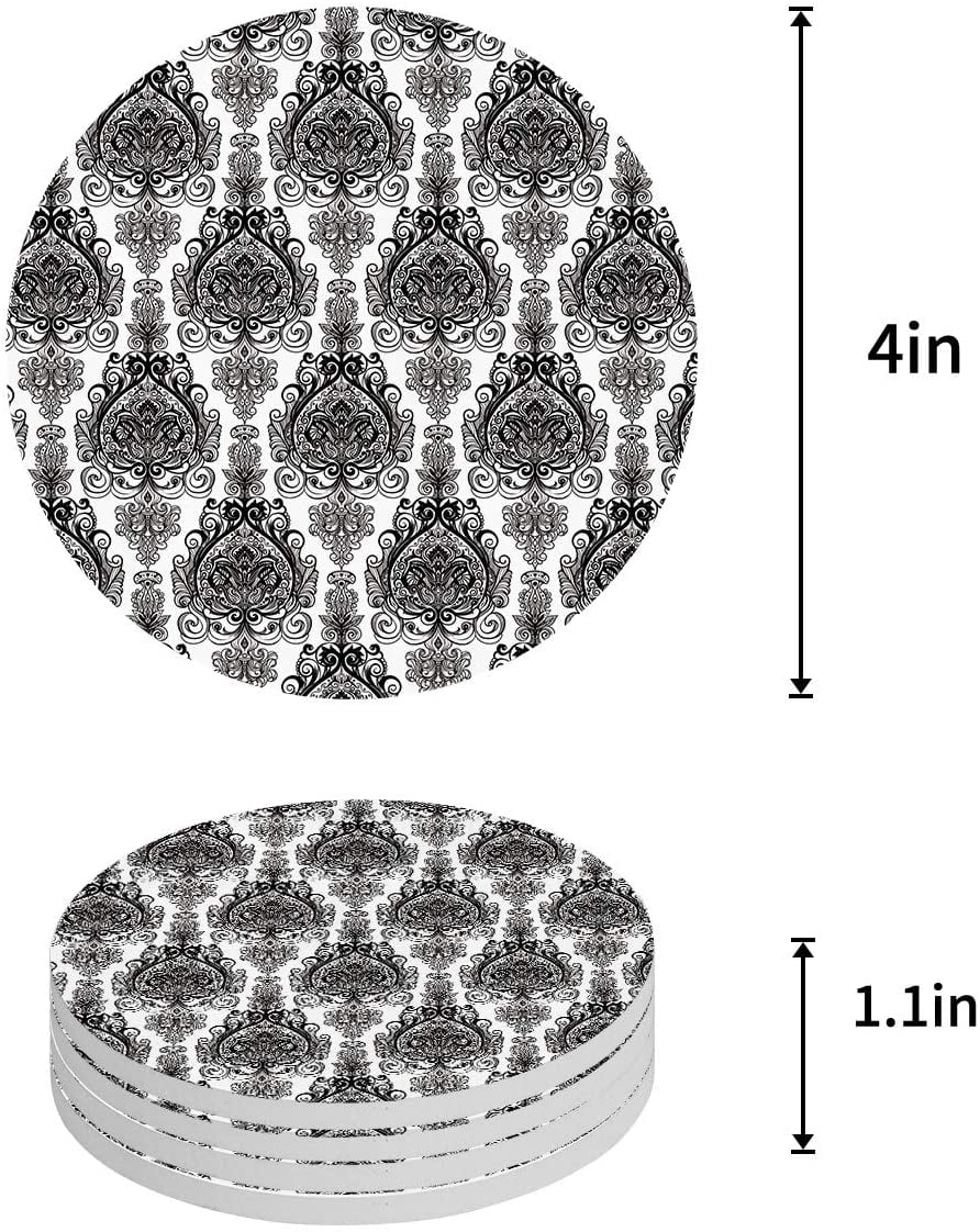 KXMDXA Classical Baroque Set of 8 Round Coaster for Drinks, Absorbent ...