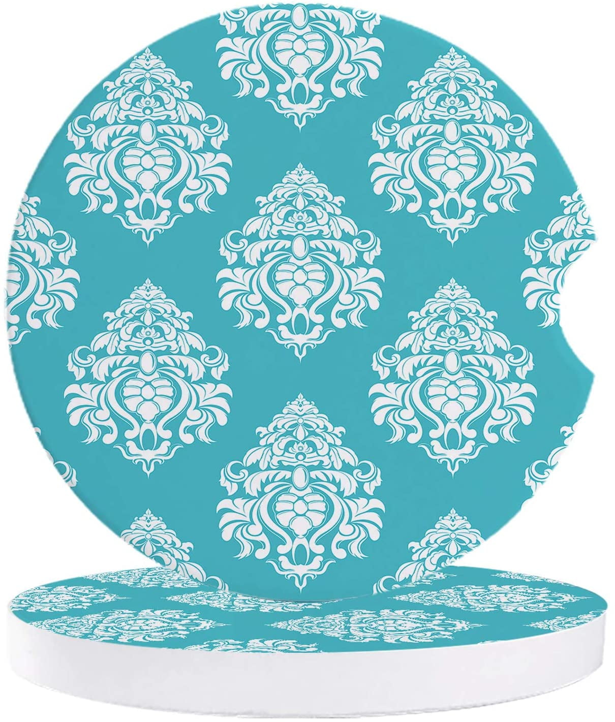 KXMDXA Classical European Pattern Blue Green Set of 6 Car Coaster for ...