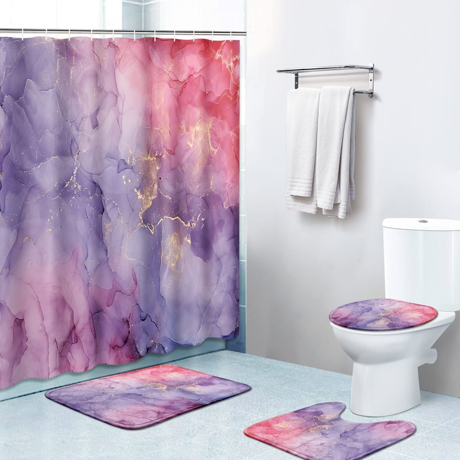 KXMDXA Colorful Mixing Paints Marble Translucent 4 Piece Bathroom Set ...