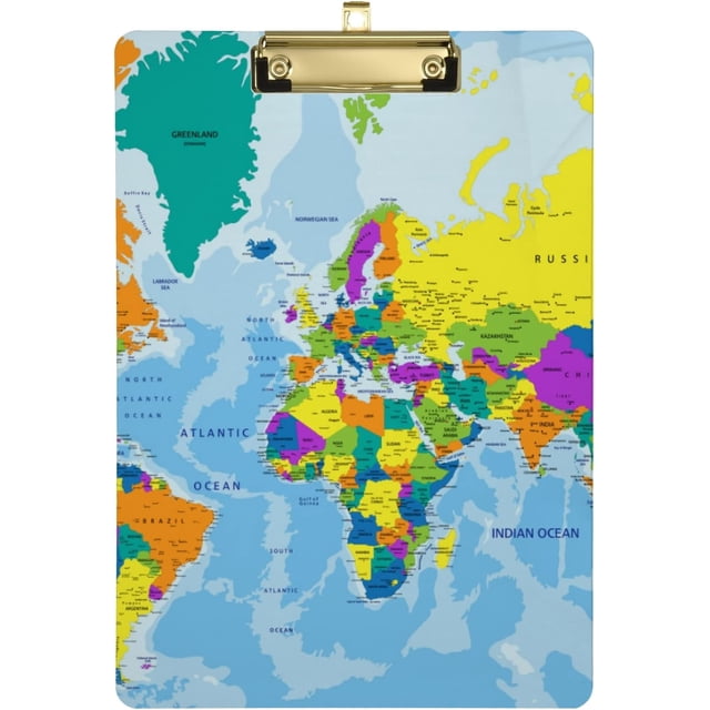 KXMDXA Colorful World Map Clipboard Hardboard Wood Nursing Clip Board ...